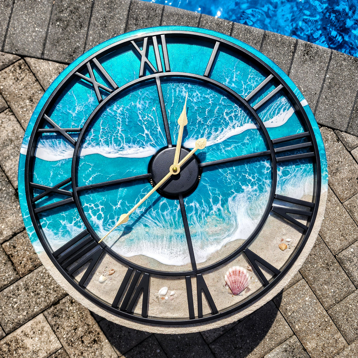 Gulf Beach Wave 20" Clock – Crafted by Rachel