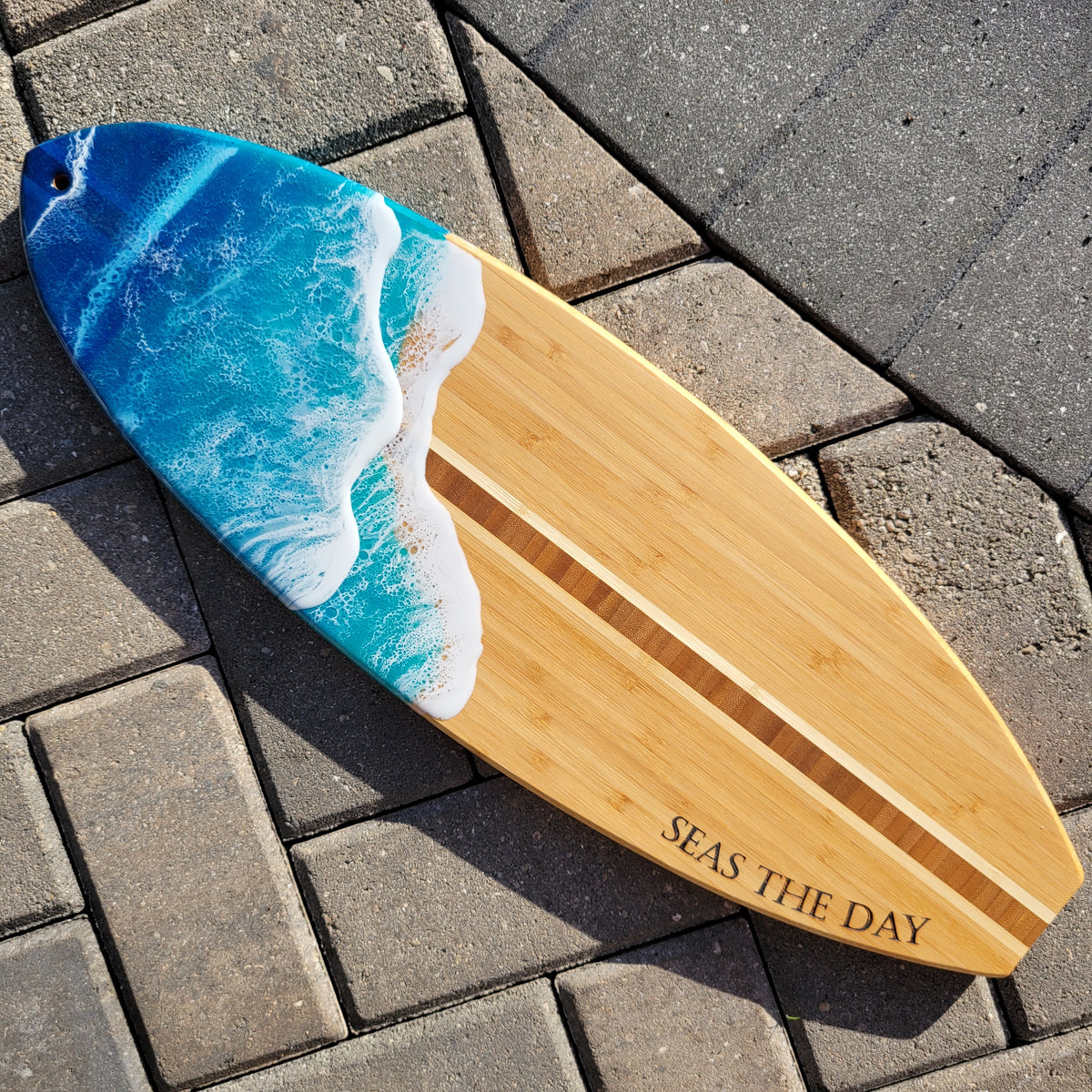Blue Seas the Day Surfboard Serving Board – Crafted by Rachel
